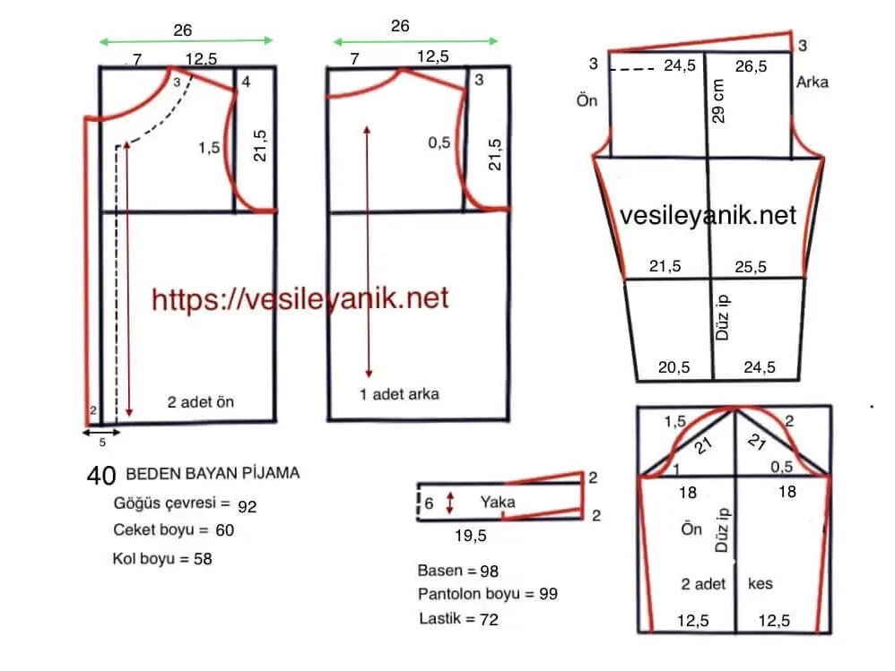 40 BEDEN BAYAN PİJAMA KALIBI YAPIMI | BİZ BİZE